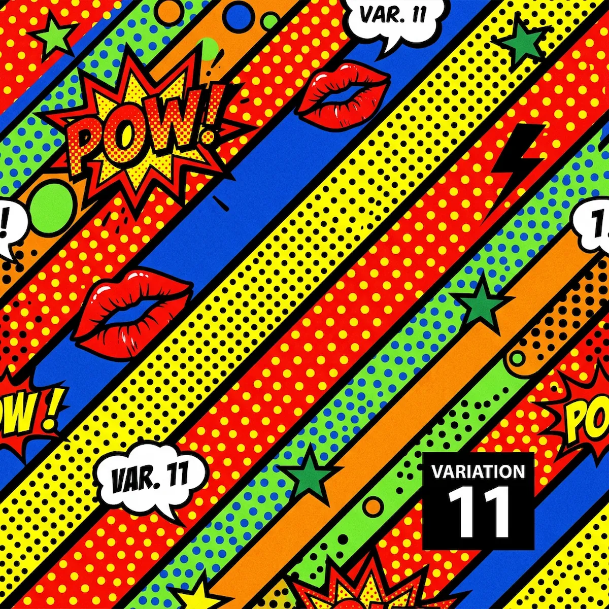Pop Art Style Diagonal Striped Pattern With Comic Elements - Free ...