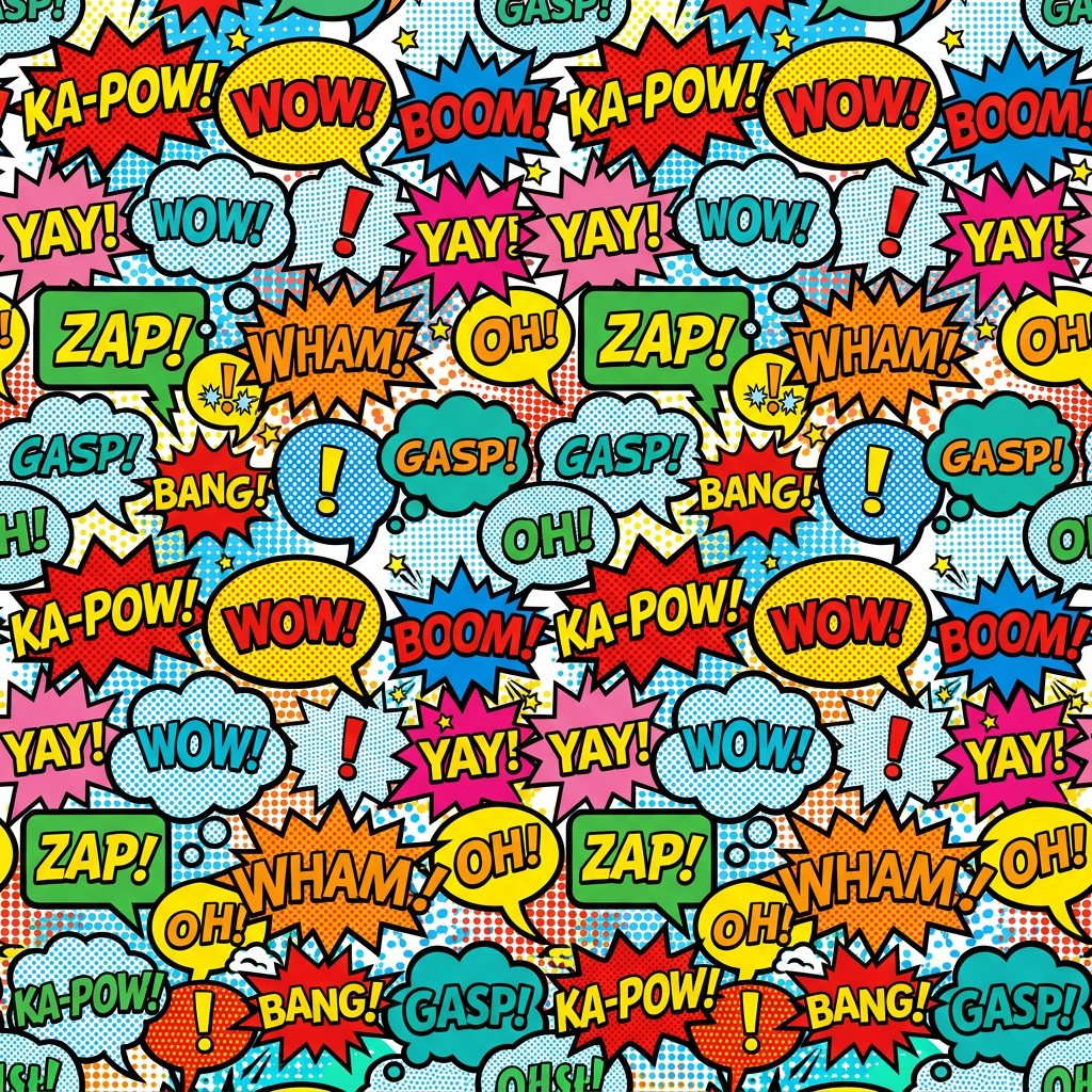 Comic Book Style Speech Bubble Pattern With Onomatopoeia - Free ...