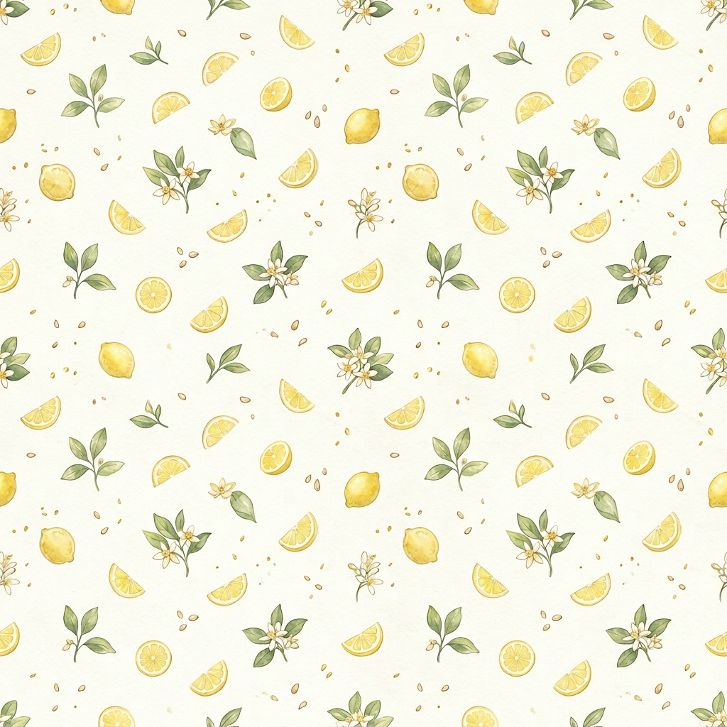 Seamless Pattern With Lemons Leaves And Blossoms - Free Download ...