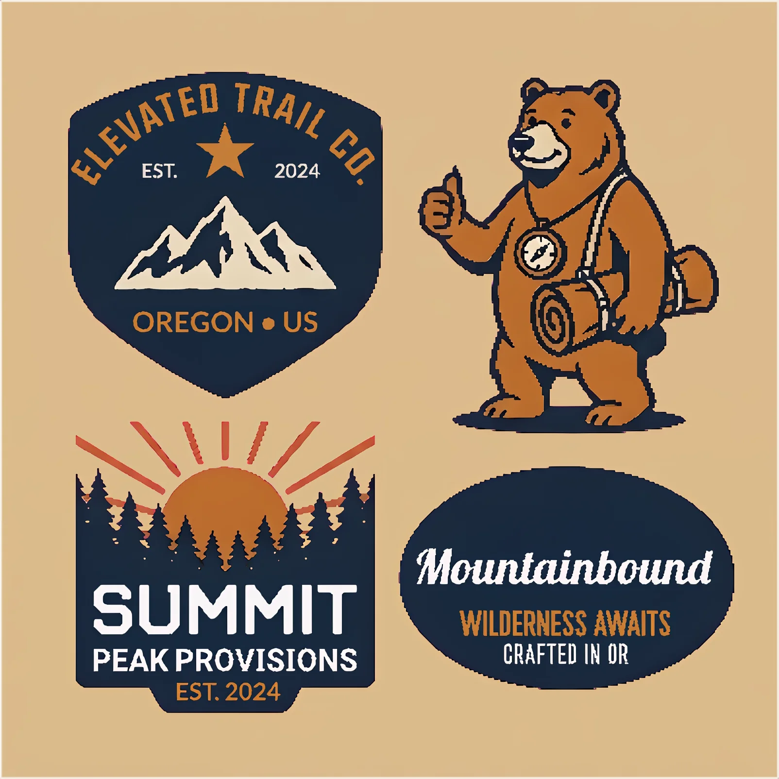 Mountain Adventure Hiking Logo Collection - Free Download & Craft Designs